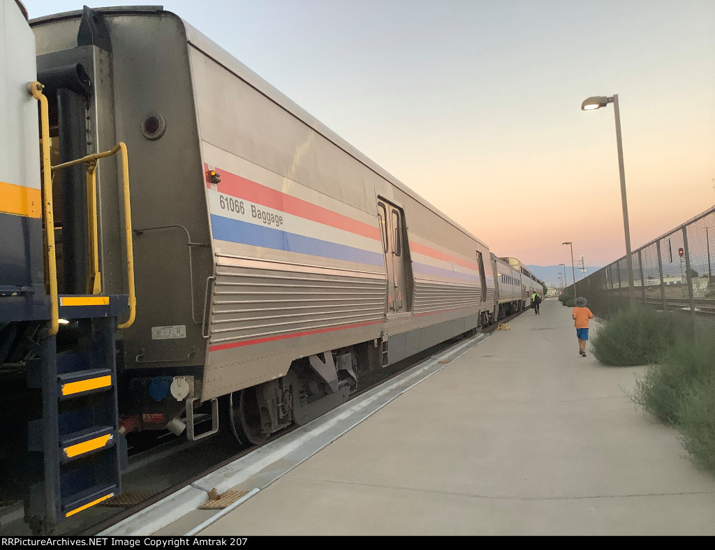 Amtrak Viewliner Baggage Car #61066 Sits Idle at Bakersfield
