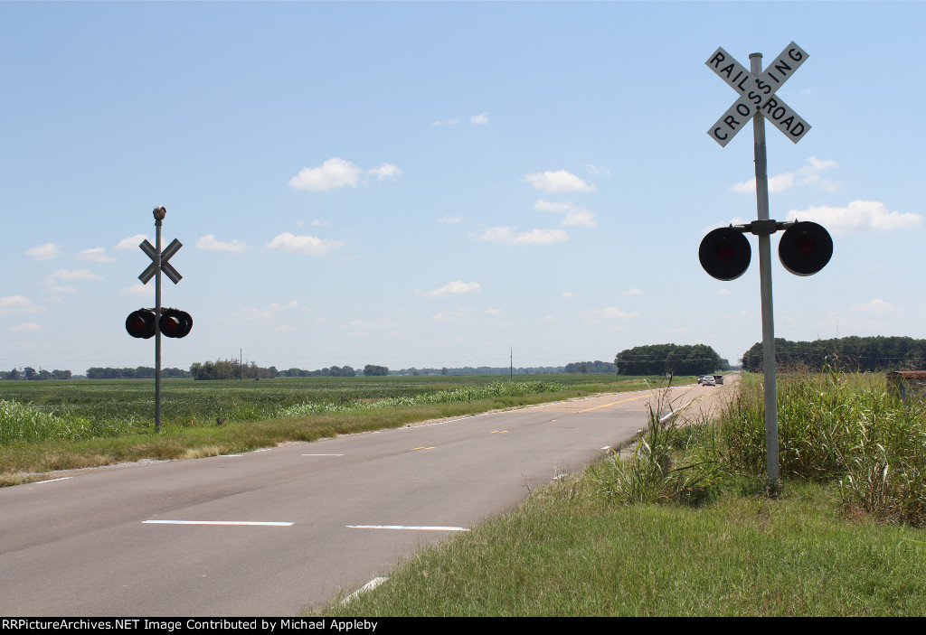 Grade crossing paved over.