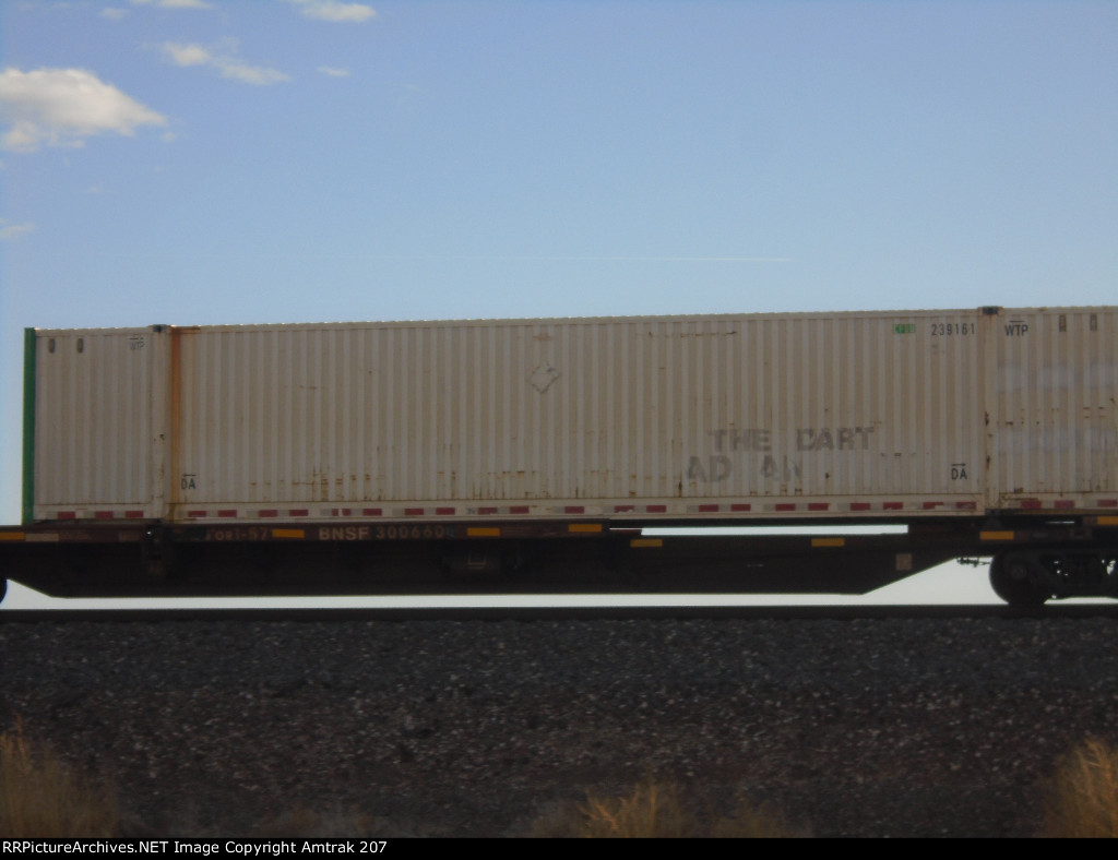 COFC Container #239161 Heads East on BNSF Spine Car #300660 at Seligman