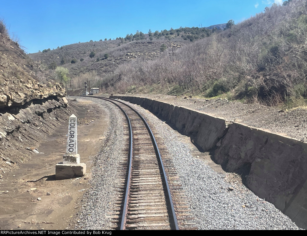 The State Line monument at the top of Raton Pass, just before entering ...