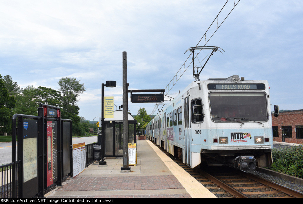 MTA Maryland Light Rail at Pepper Rd Station heading south