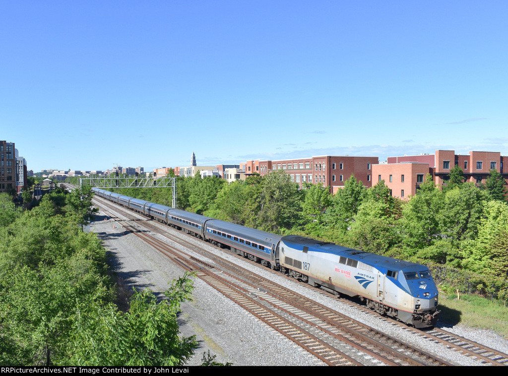 Amtrak Northeast Regional Train # 174, being led by P42 # 187, is about ...