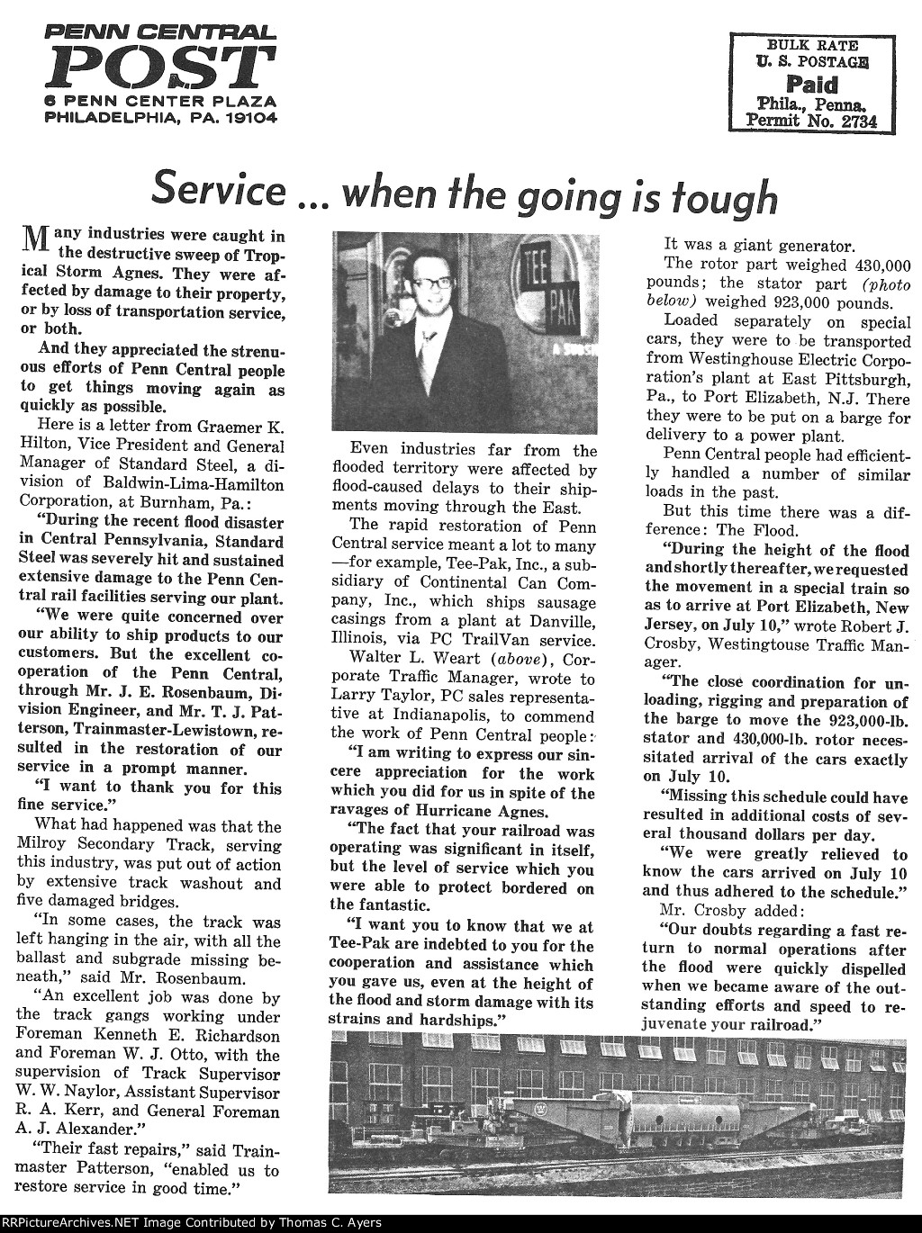 PC Post, "The Flood," Back Cover, 1972