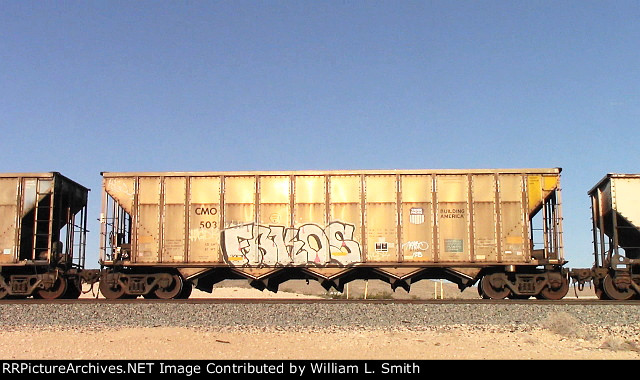 EB Empty Unit Open Hooper car Frt at Erie NV -77