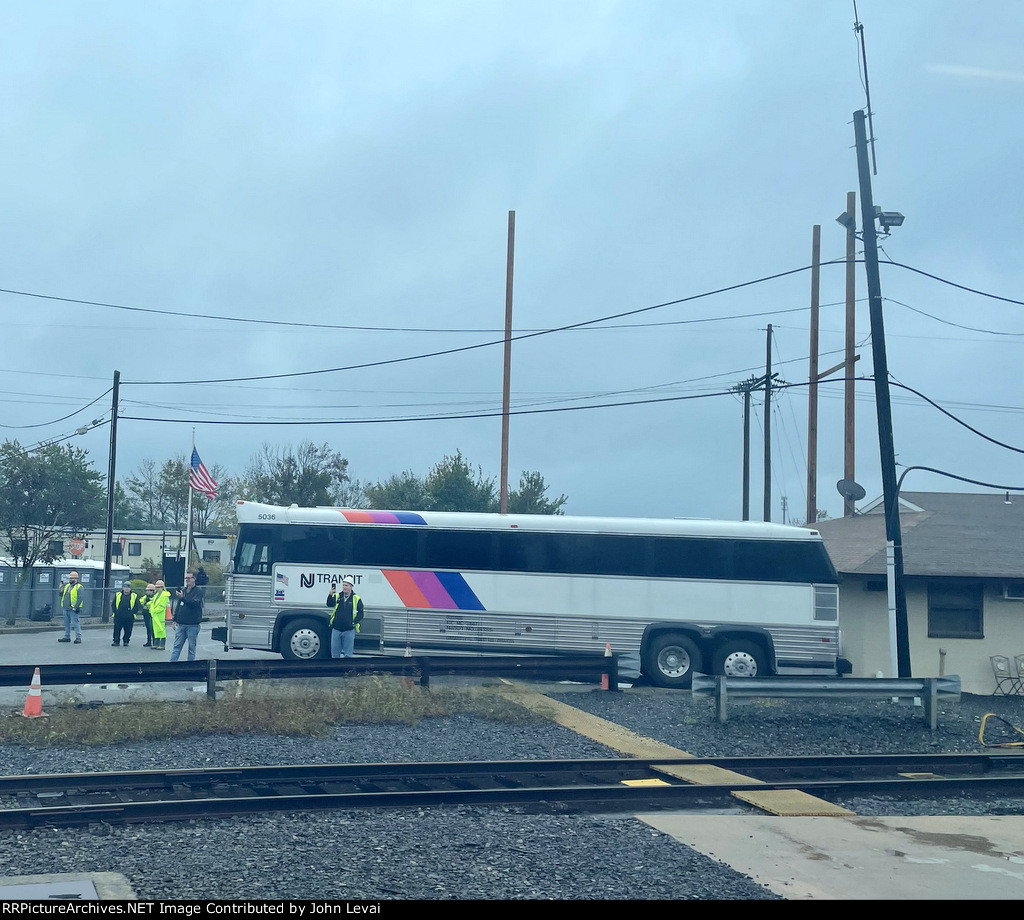 Passing a NJT cruiser bus that retired from revenue service