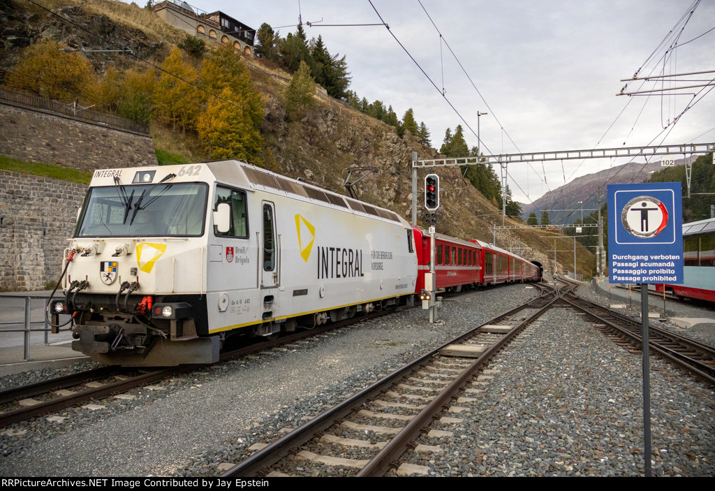 An "Integral" train arrives at Chur