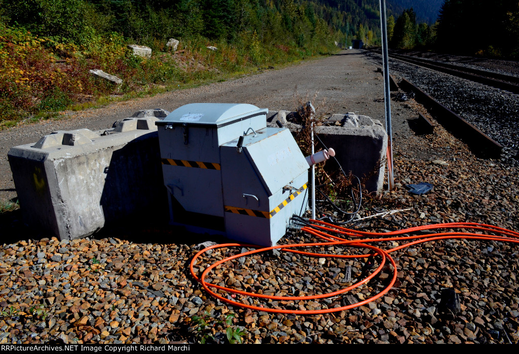 Roger Pass (Illecillewaet Valley). Flange greaser near the West end of ...