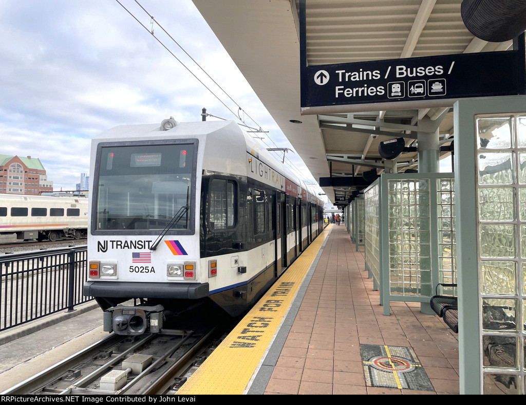 NJT Kinki-Sharyo LRV # 5025A on the south end of the HBLRT Train at ...