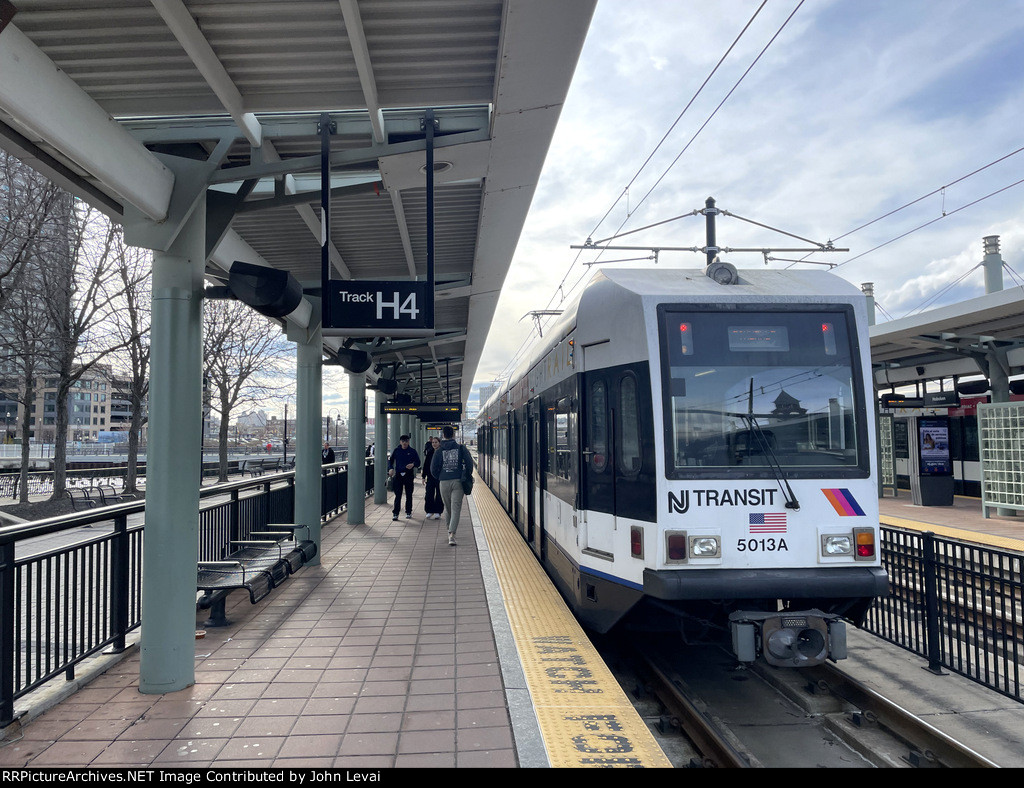 NJT HBLRT trains at Hoboken Terminal
