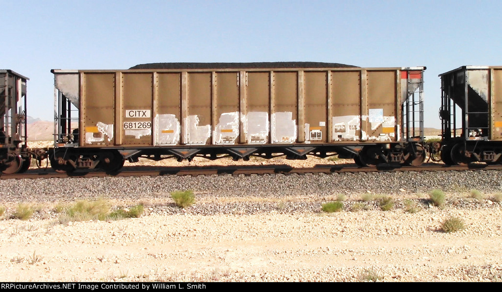 WB Unit Loaded Coal Hooper Frt at Erie NV W-Pshr -54
