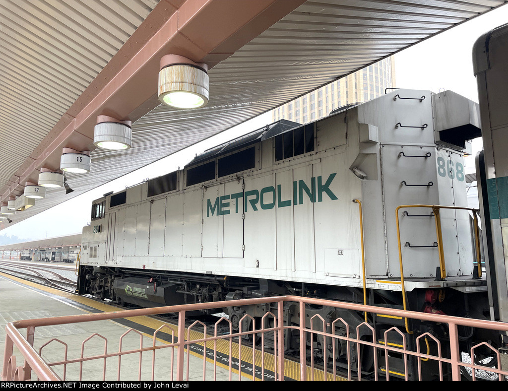 Rear side view of Metrolink F59PH # 868