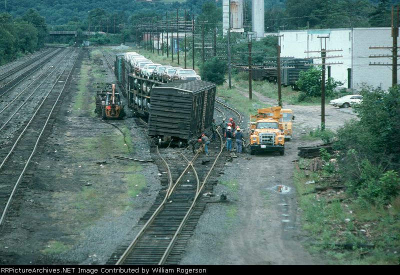 View of Derailment at Conrail's Framingham Yard