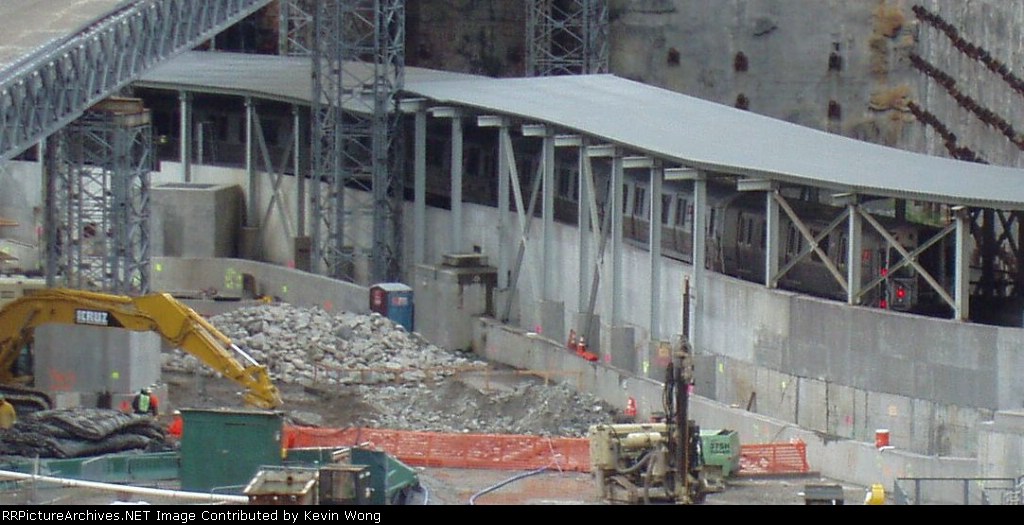 A PATH train snaking into the WTC site