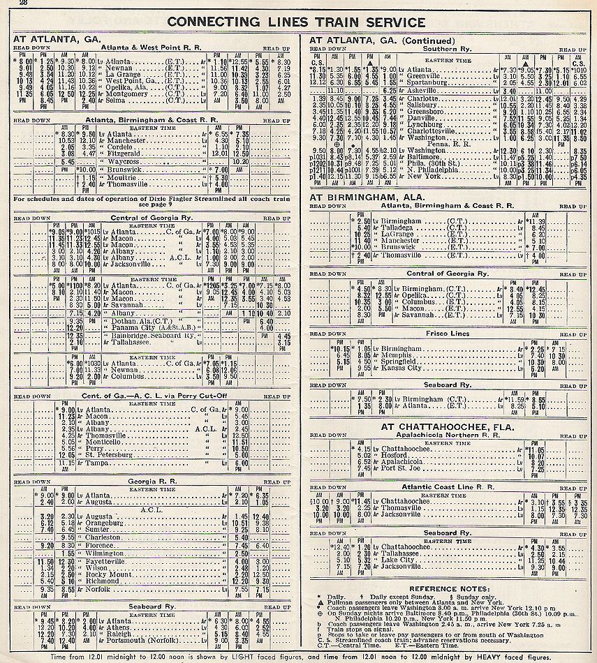 1944 A&WP - AB&C - CofG - GA RR - ANRY Timetables