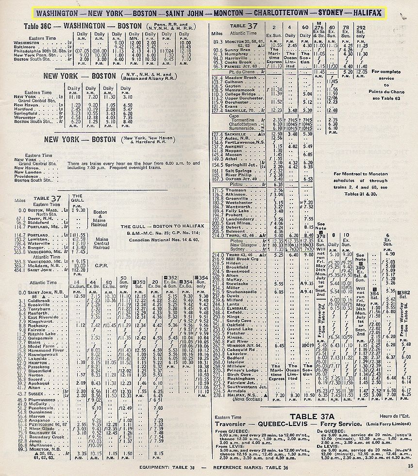 1946 B&M / MEC / CPR Halifax Timetable