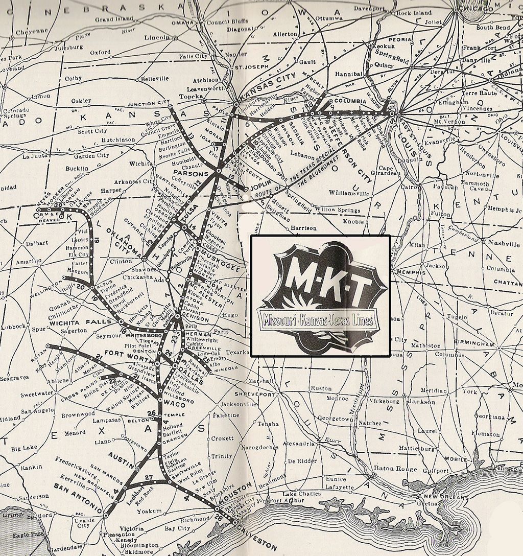 1944 MKT Lines System Map