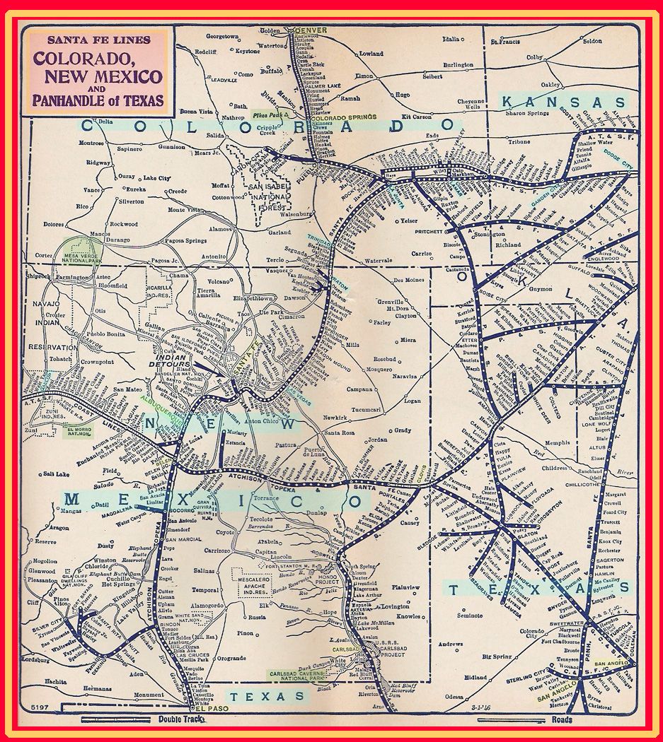 1947 ATSF CO / NM / TX Route Map