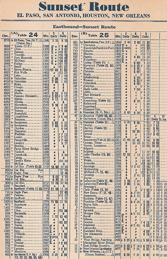 1937 SP Houston Timetable