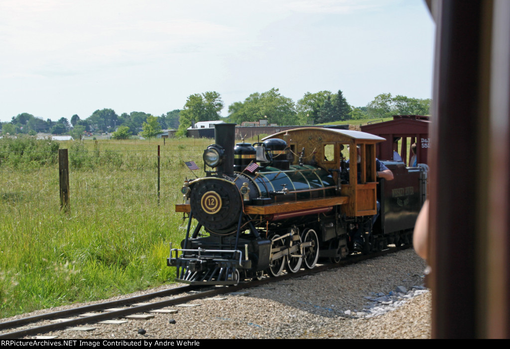 Our train coming back from the farms passes "Oakland Acorn" on its way out