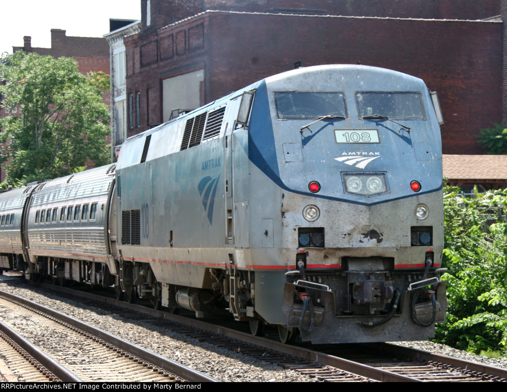 AMTK 108 (Needs Some TLC) With Train 54, The Vermonter