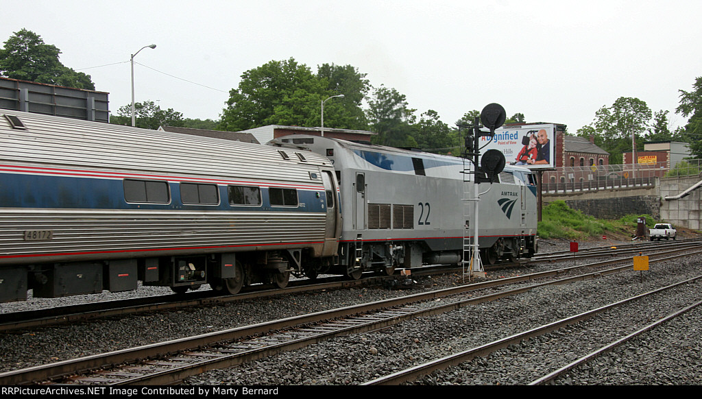 AMTK 22 With Tr 55, The Vermonter, Heading for Reverse Move