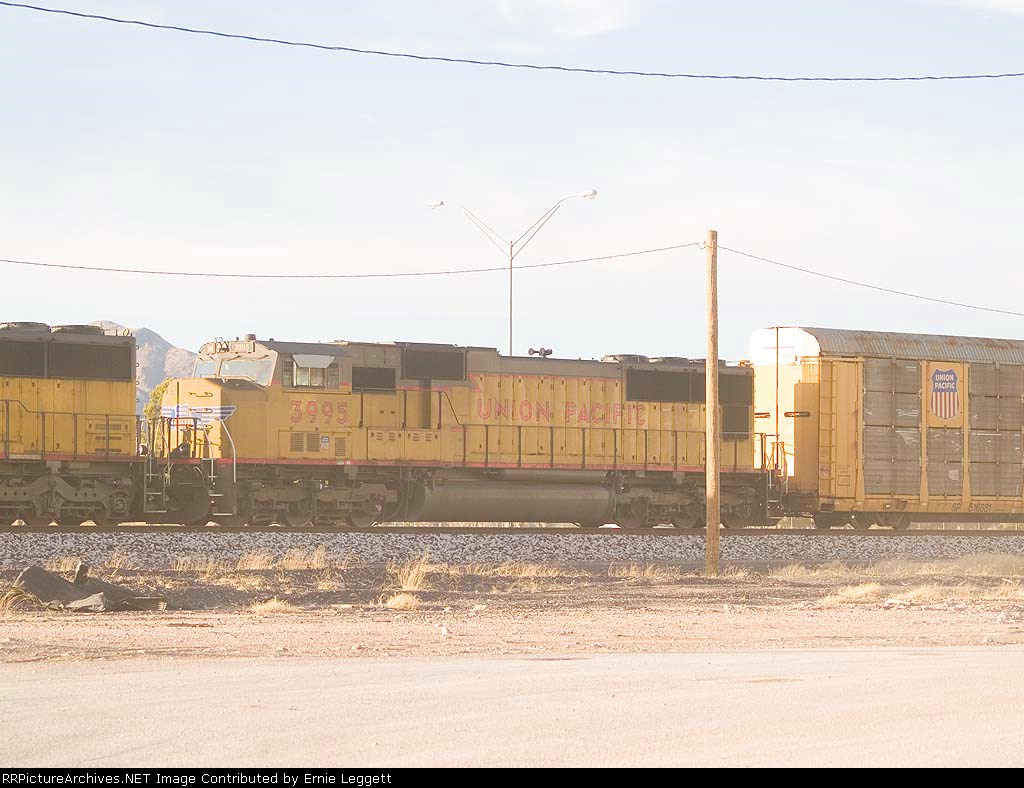 UP 3995 #2 power in WB autorack at 4:57pm