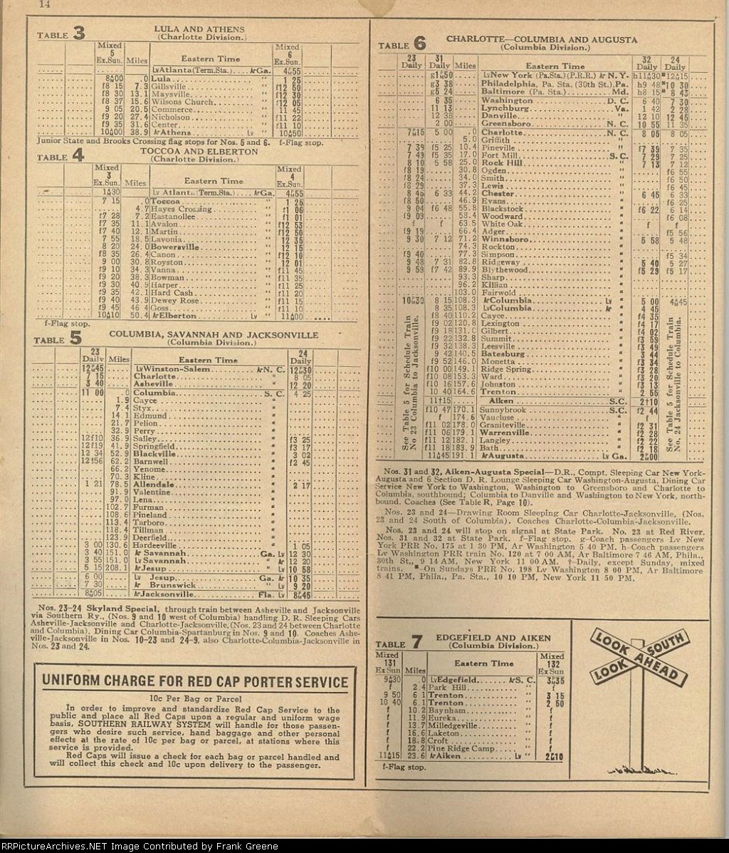 Southern Railway Passenger Timetable - August 1, 1946
