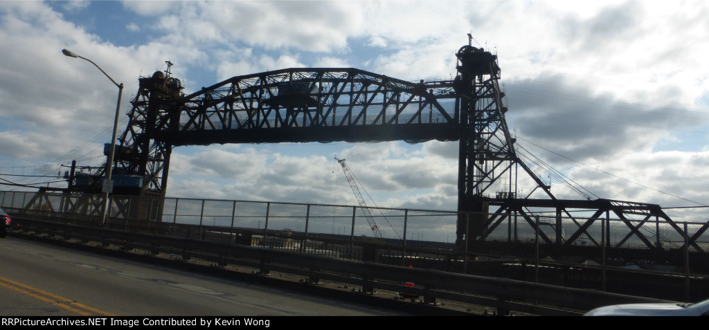 PATH Hackensack River Lift Bridge in raised position