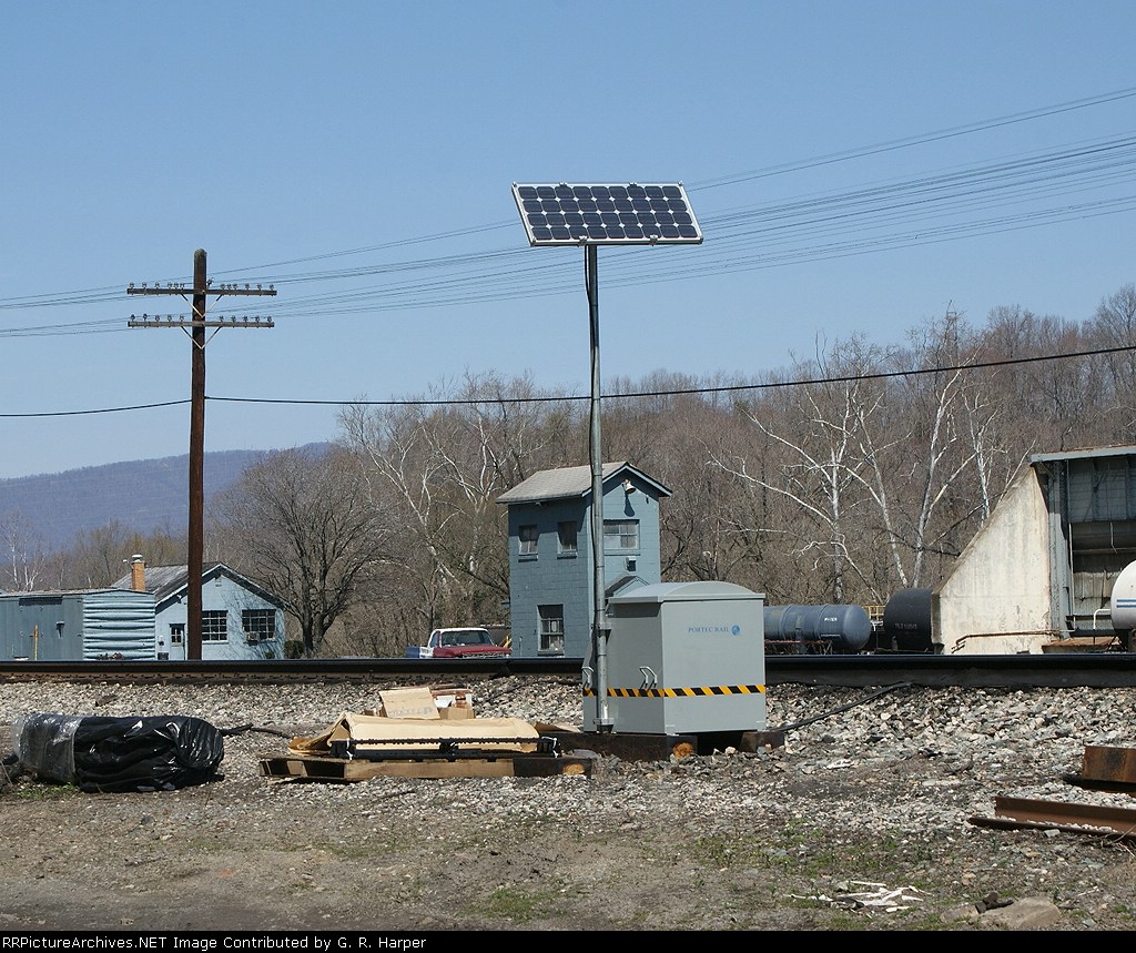Newly installed solar-powered rail greaser
