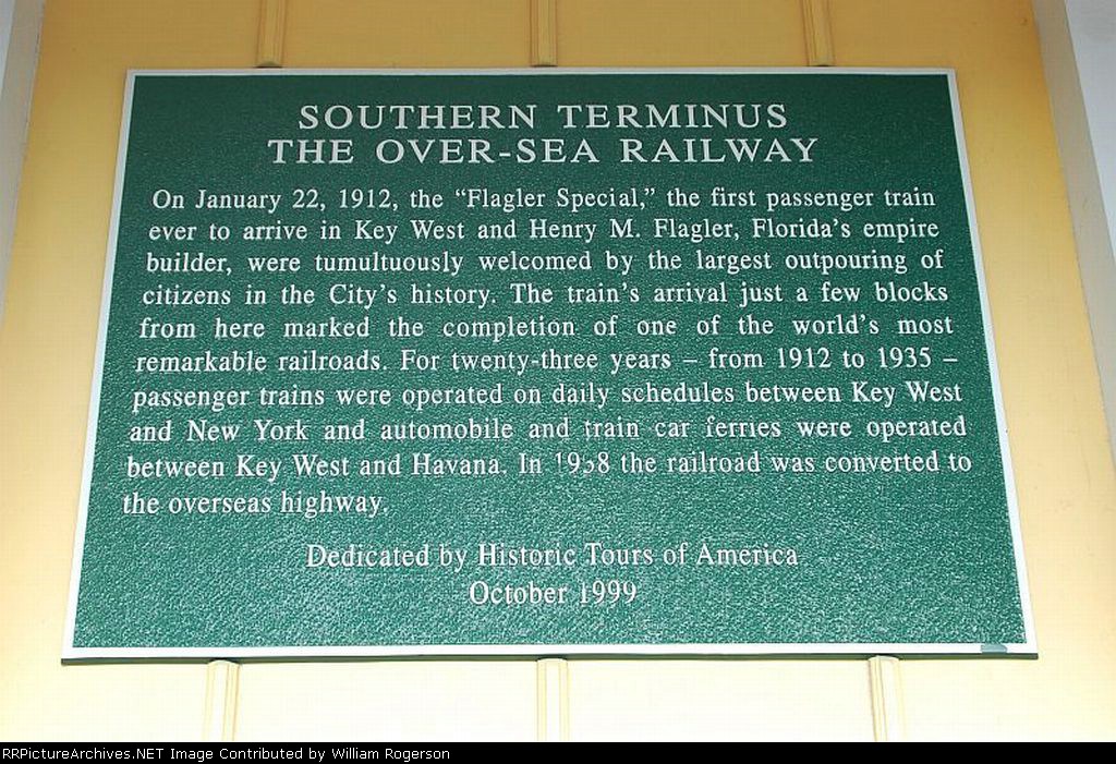 Sign on the restored Florida East Coast Railroad Depot, "Flagler Station"