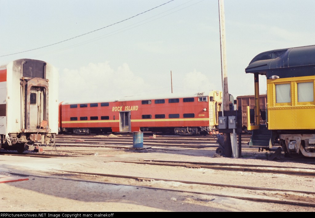 Mix of coaches at CNW's western avenue coach yard in the mhd 1980's