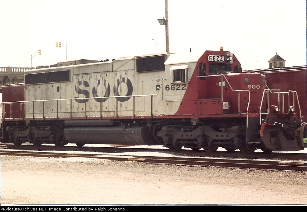 One of the last SD40-2s ever built by EMD sits in the hazy summer sun