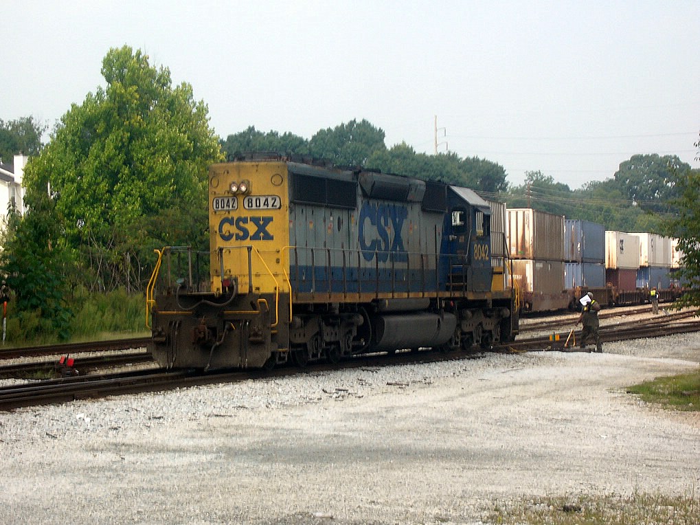 CSX GM/EMD SD40-2 8042 Idles at the East End of CSXs Hulsey Intermodal Yard