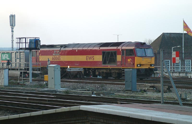 EWS 60085 brings up a freight train