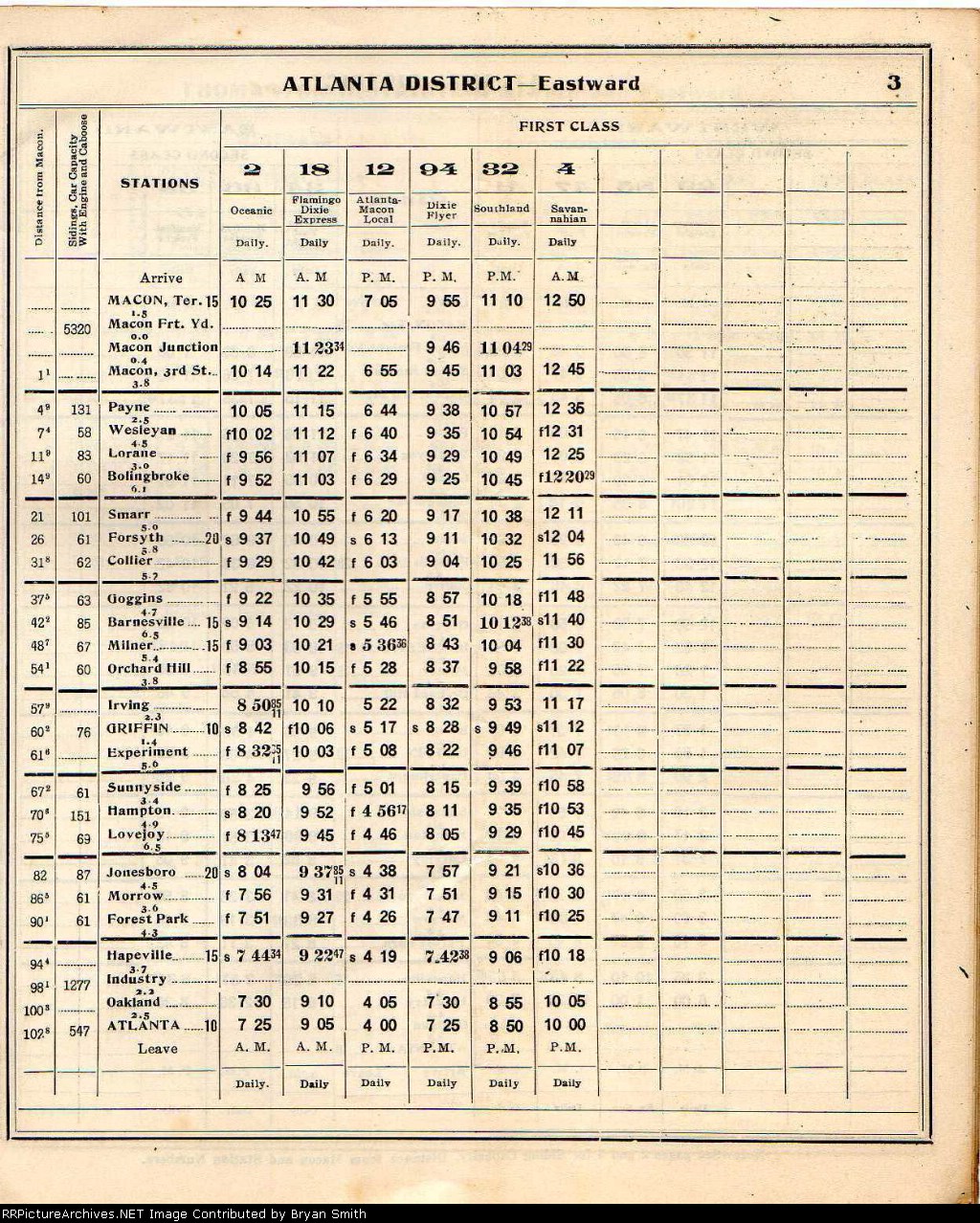 CofG Macon Division employee timetable
