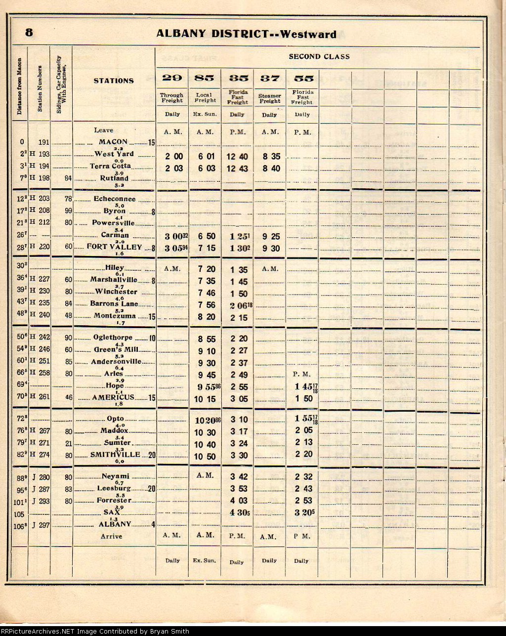 CofG Macon Division employee timetable