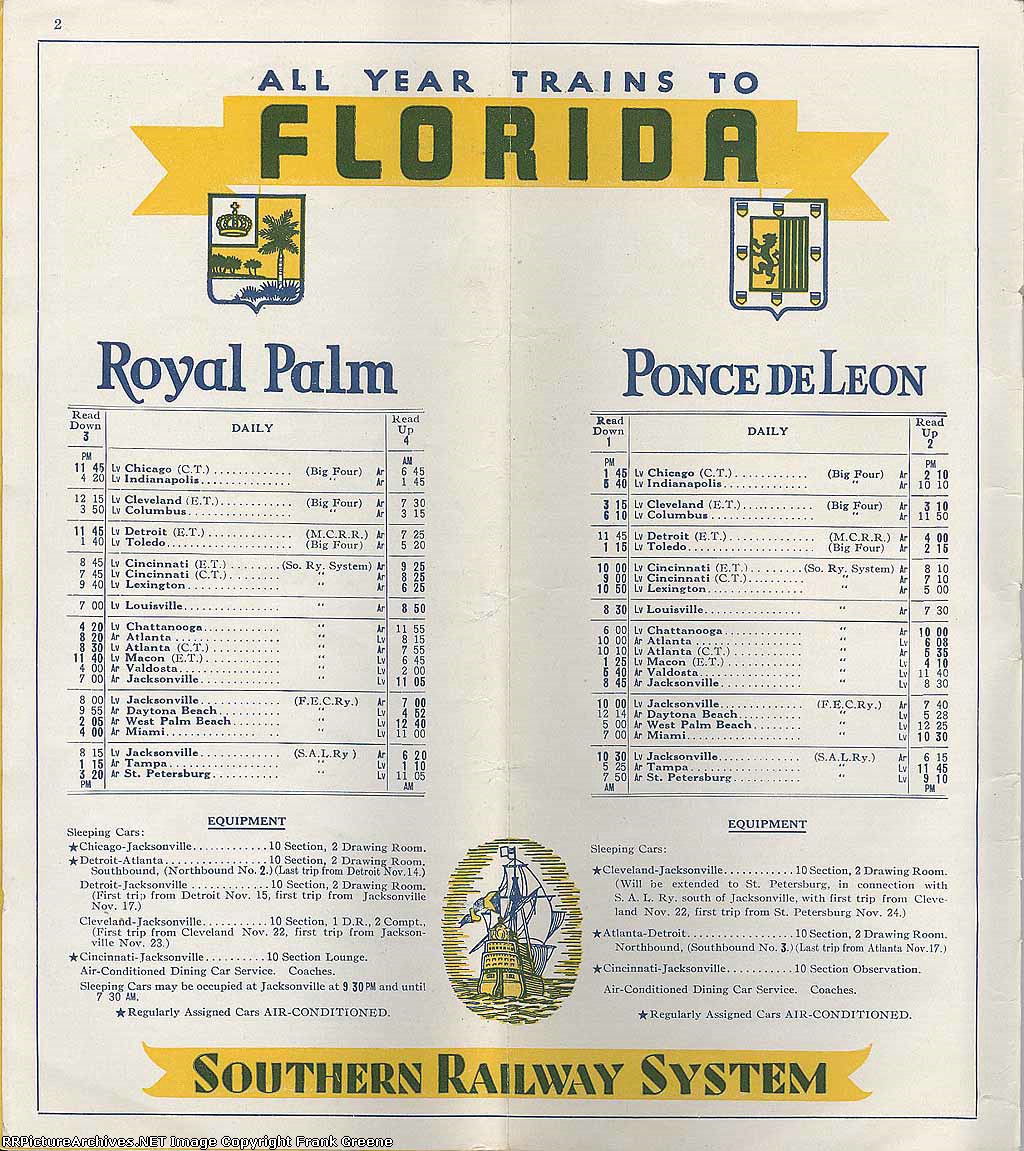 Southern Railway Passenger Timetable - pg. 2 - November 1936
