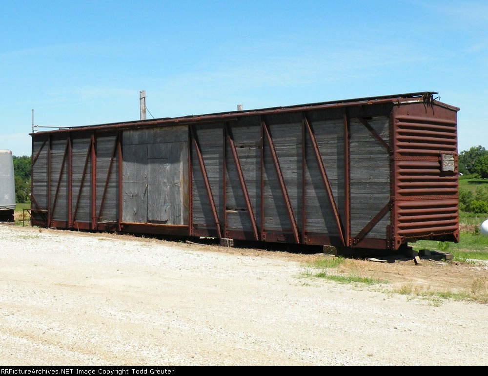 Outside-Braced Wood Boxcar along the former MP Omaha Sub