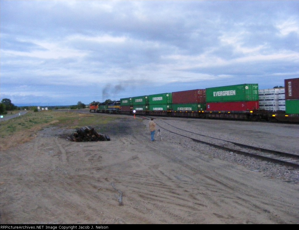 Rare of rarities, a stack train through Cass Lake, MN
