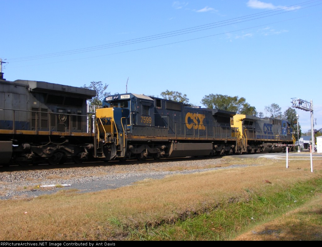 CSX 7599 in YN3 Paint and Note the different Numberboards!