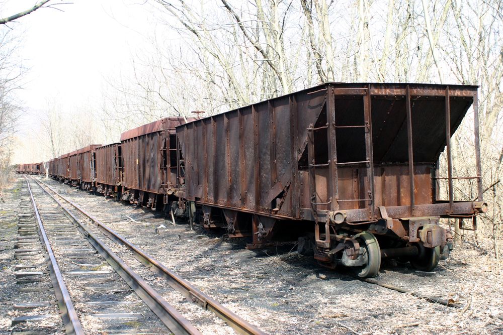 A string of EBT hoppers sit where they were left almost 50 years ago ...