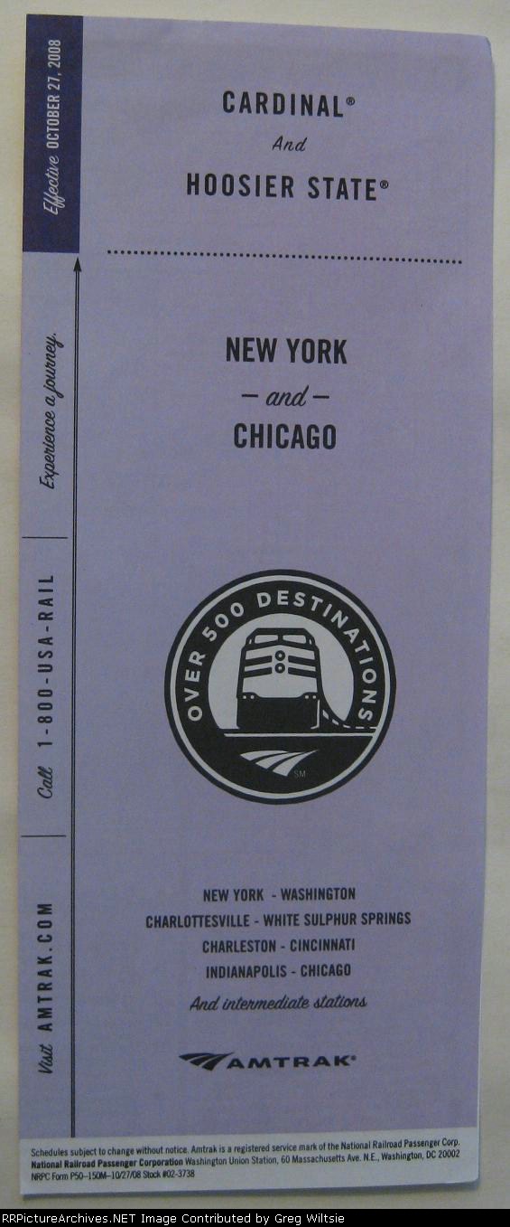 Amtrak Cardinal and Hoosier State Timetable
