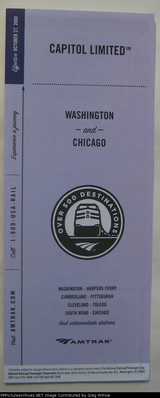 Amtrak Capitol Limited Timetable
