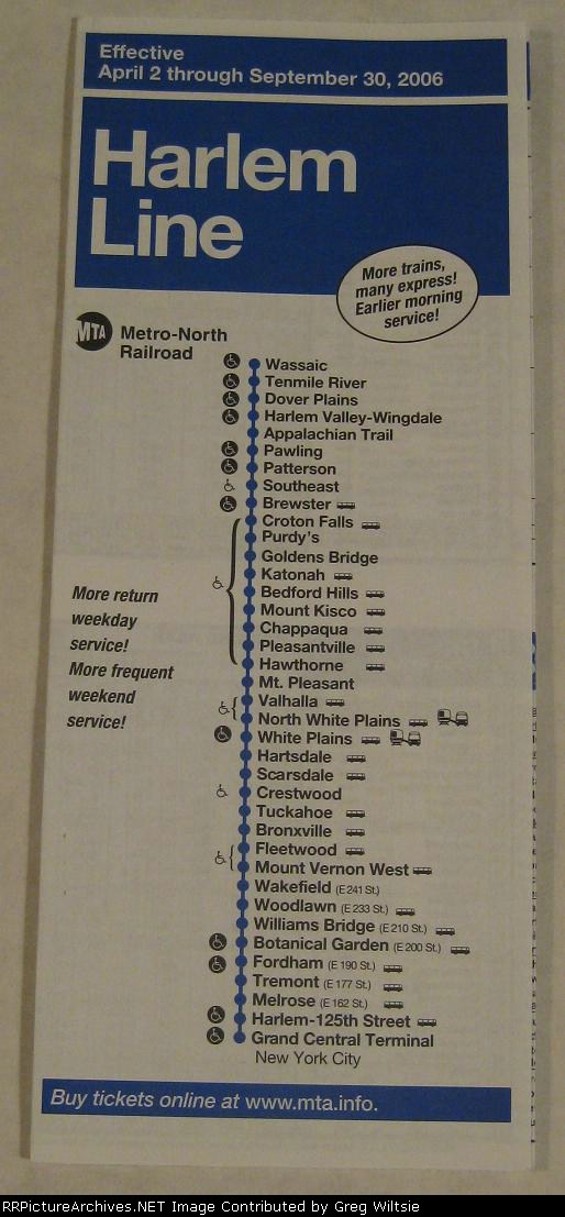 Metro-North Timetable - Harlem Line