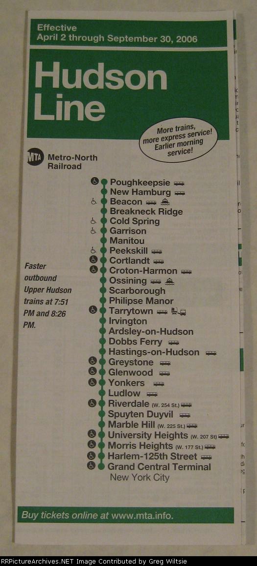 Metro-North Timetable - Hudson Line