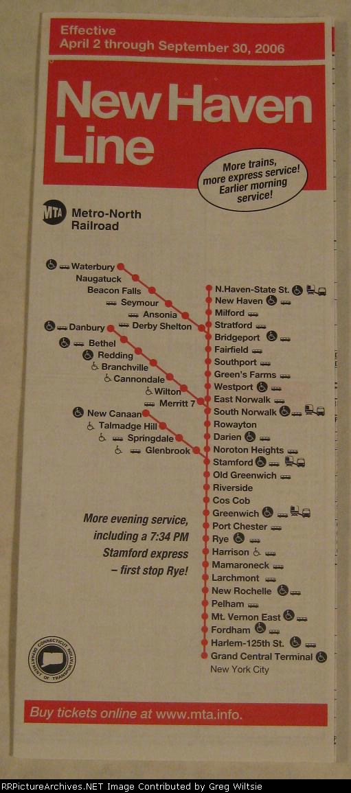 Metro-North Timetable - New Haven Line
