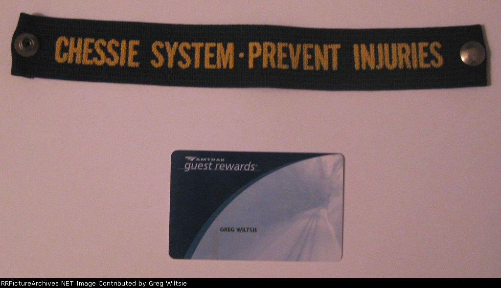 Chessie System Safety Pantleg Band and Amtrak Guest Rewards Card