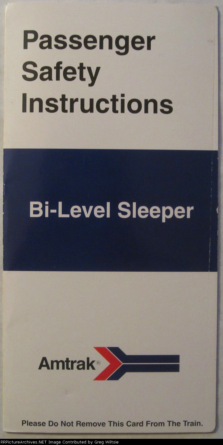Passenger Safety Card for Amtrak's Bi-Level Sleeper