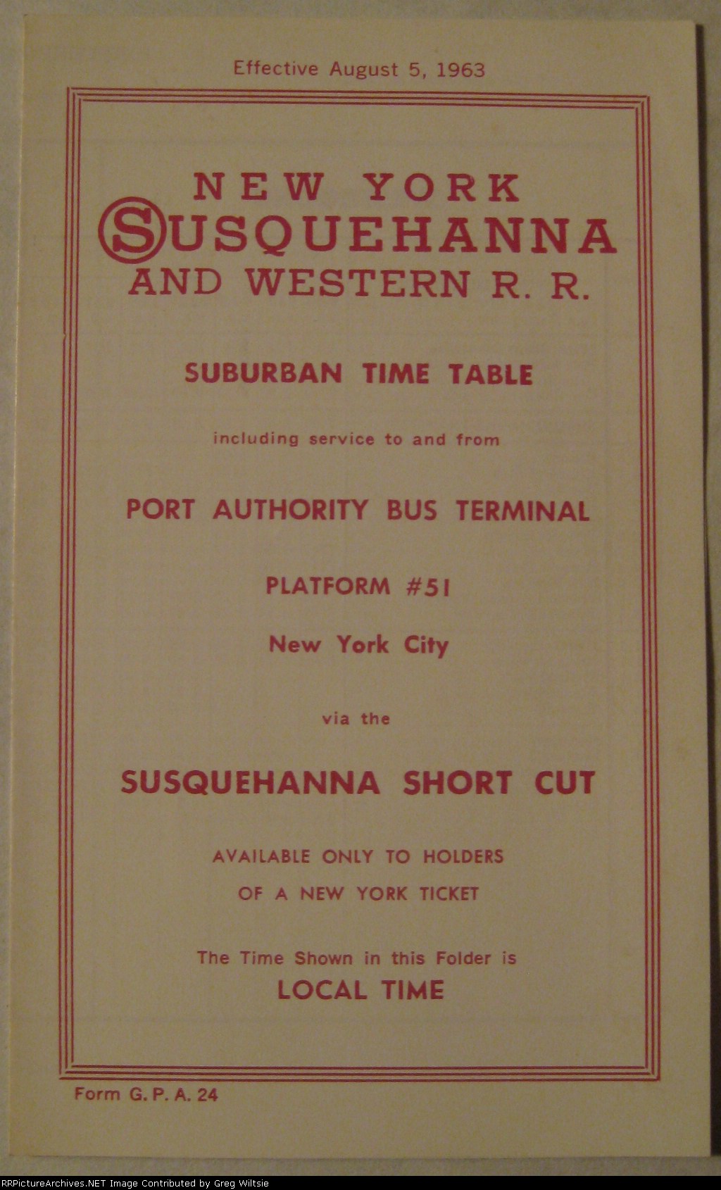 New York, Susquehanna and Western Timetable