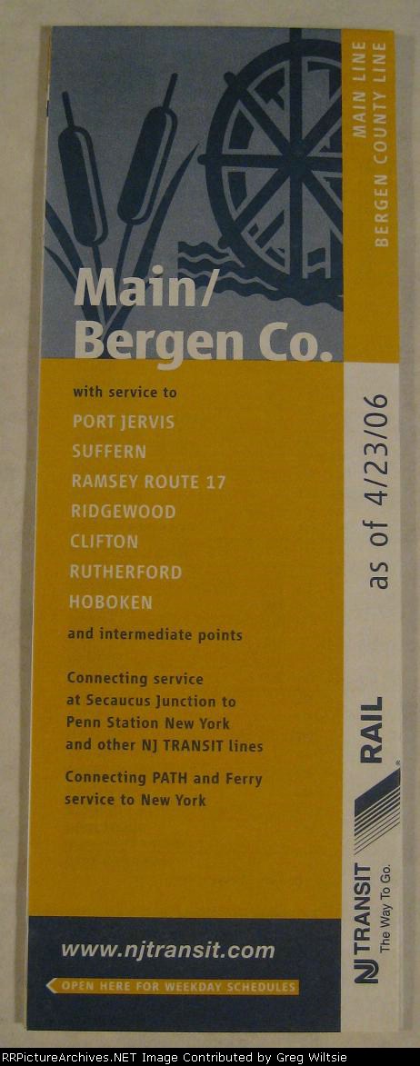 New Jersey Transit Main/Bergen Co. Timetable